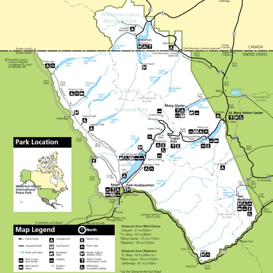 Printable Glacier National Park Map